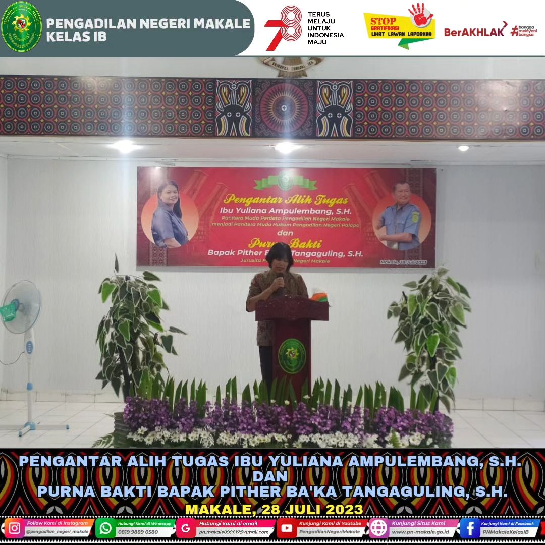 Pengantar Ahli Tugas Ibu Yuliana Ampulembang, S.H. dan Kegiatan Purna ...